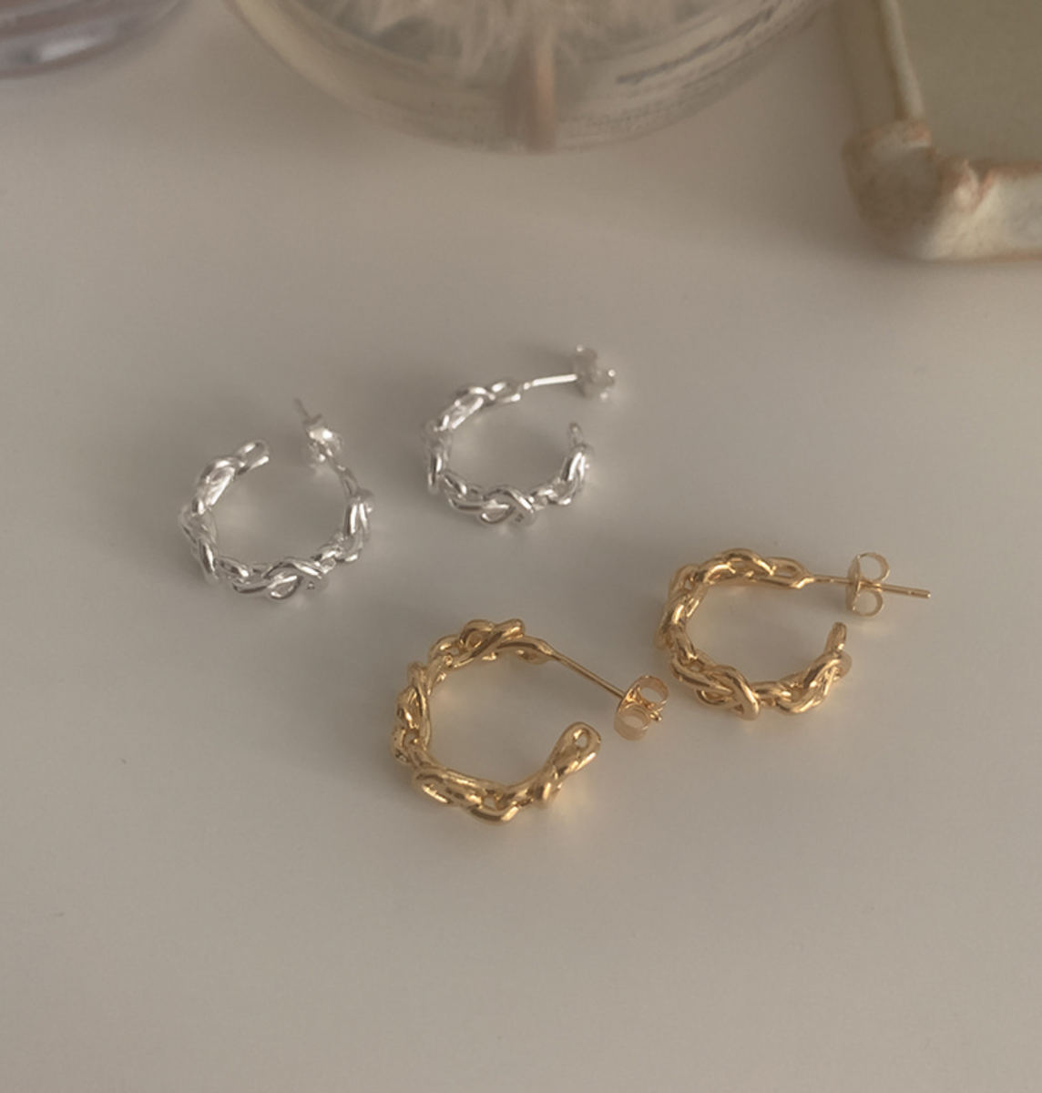 [moat] Heart Weave Earring (silver925) – Ohue