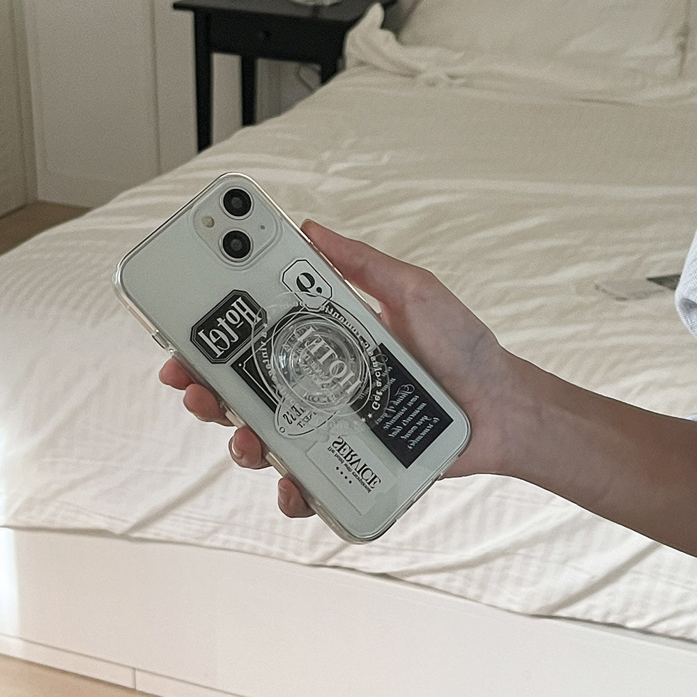 [Mademoment] Hotel Label Sticker Design Clear Phone Case (4 Types) – Ohue